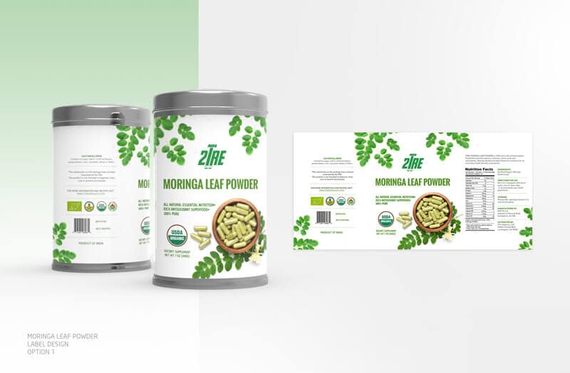 Moringa leaf powder labels - Chamila Maldeniya