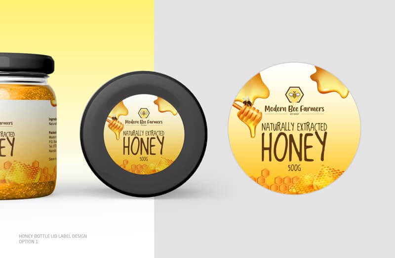 A Round lid label design for naturally extracted honey - Chamila Maldeniya